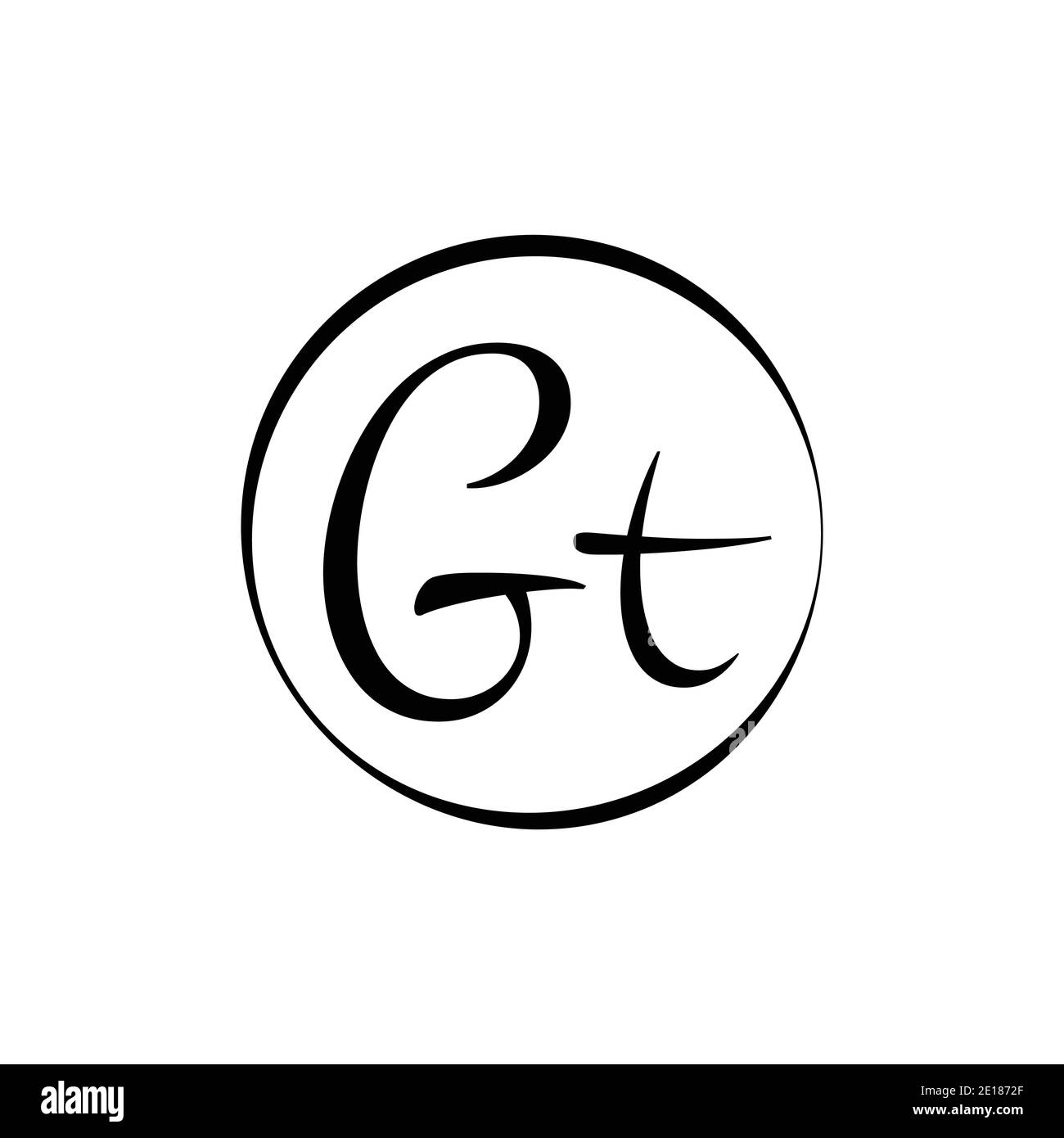Initial GT Script Letter Logo Creative Typography Vector Template ...