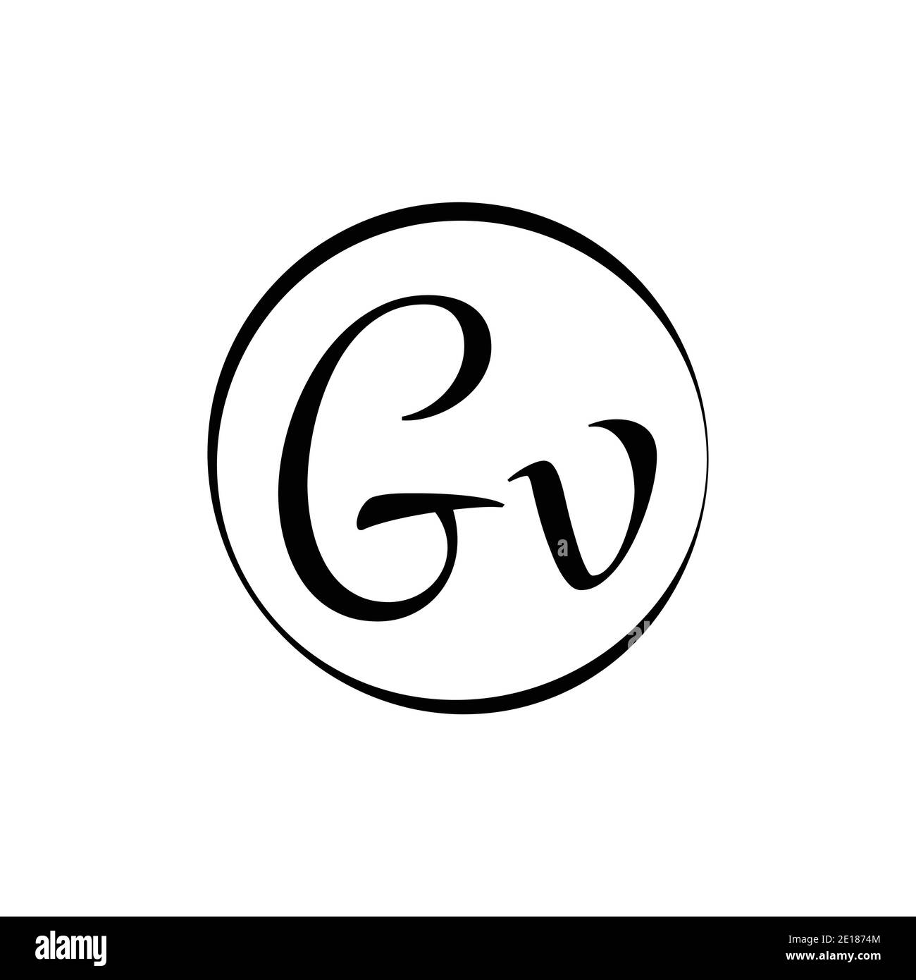 Initial GV Script Letter Logo Creative Typography Vector Template ...