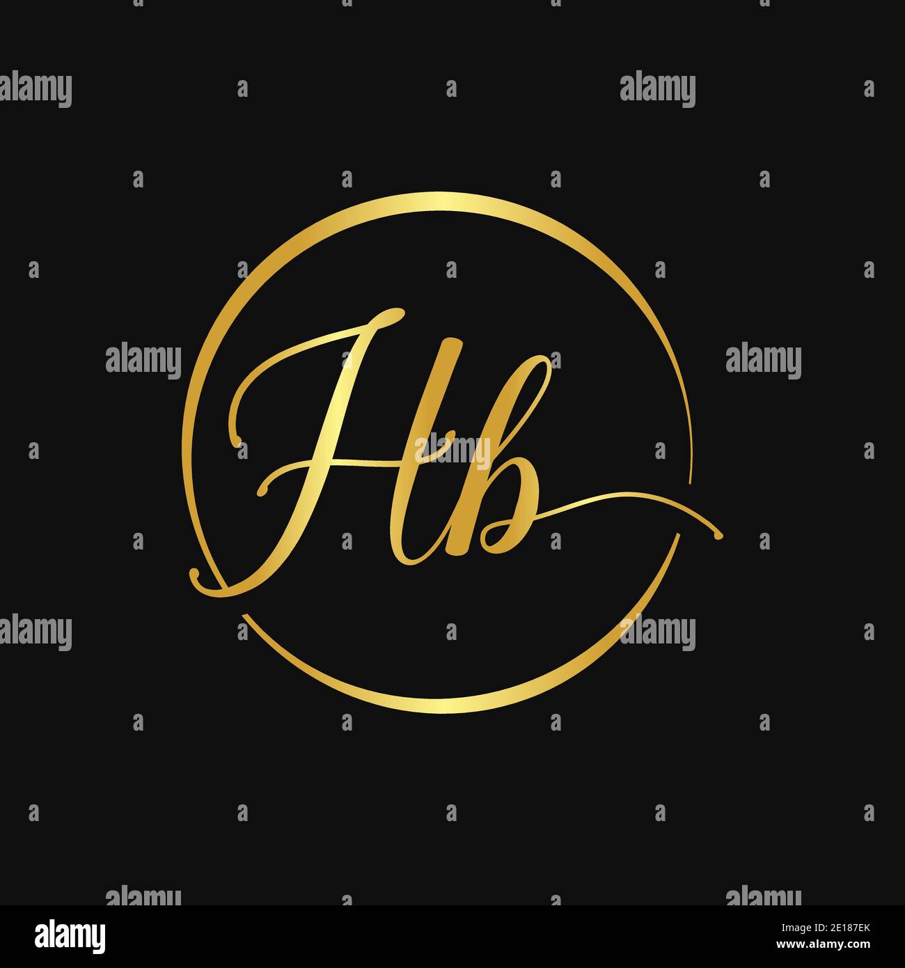 HB Script Logo Design Vector Template. Initial Calligraphy Letter HB ...