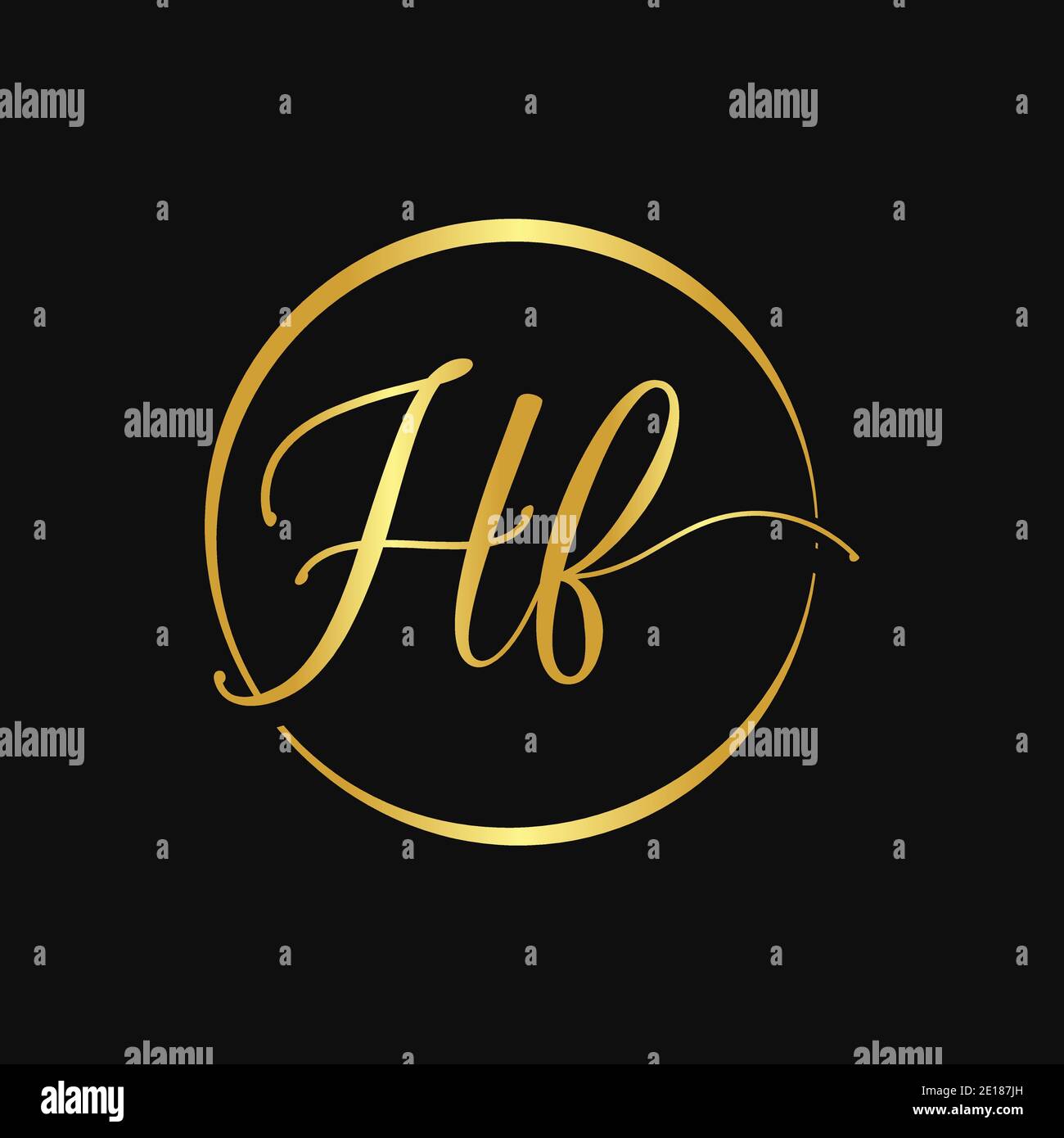 HF Script Logo Design Vector Template. Initial Calligraphy Letter HF ...
