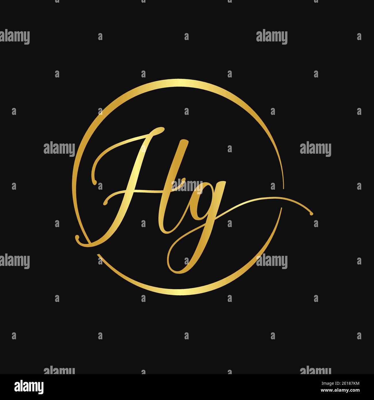 HG Script Logo Design Vector Template. Initial Calligraphy Letter HG ...