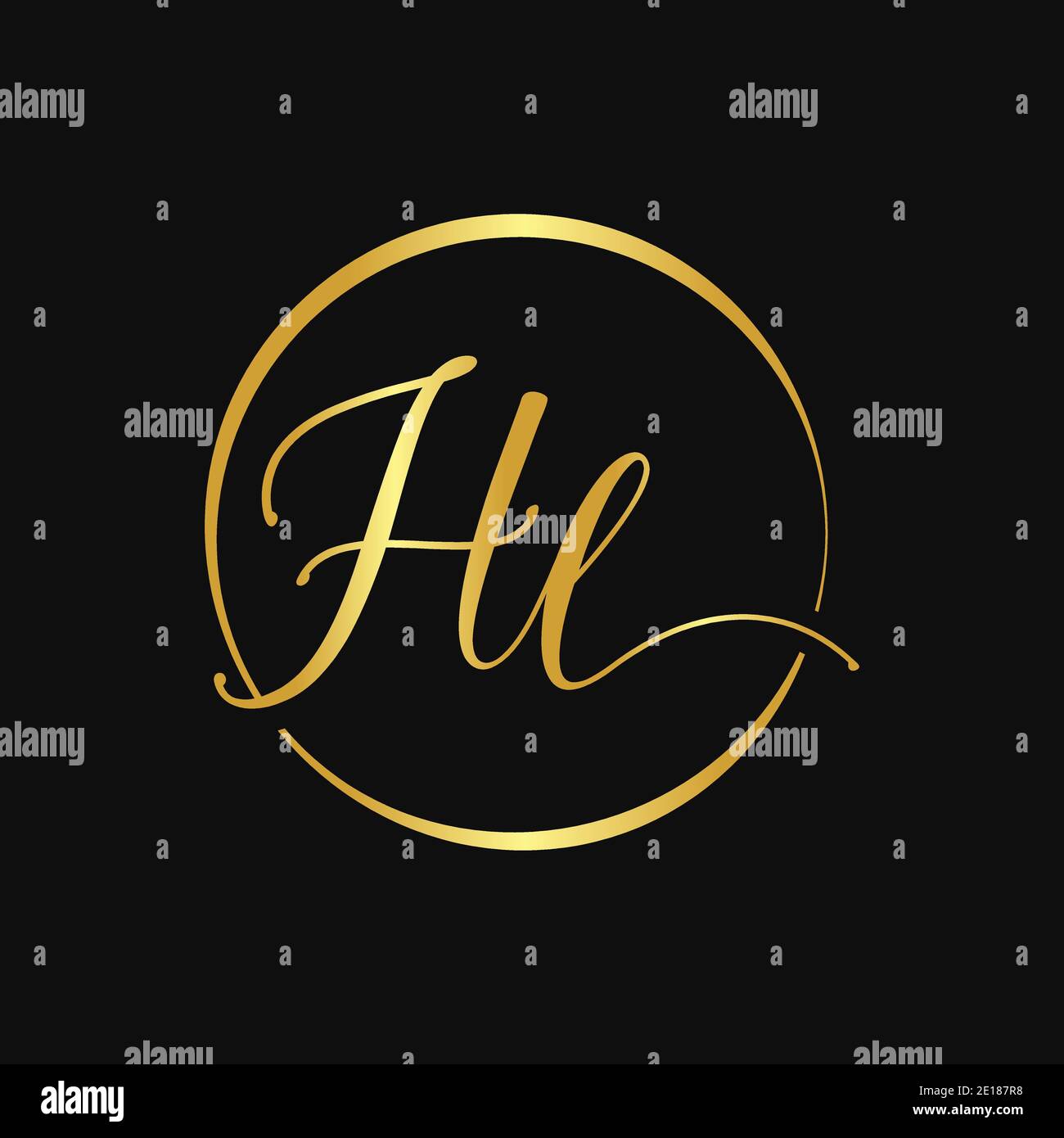 HL Script Logo Design Vector Template. Initial Calligraphy Letter HL ...
