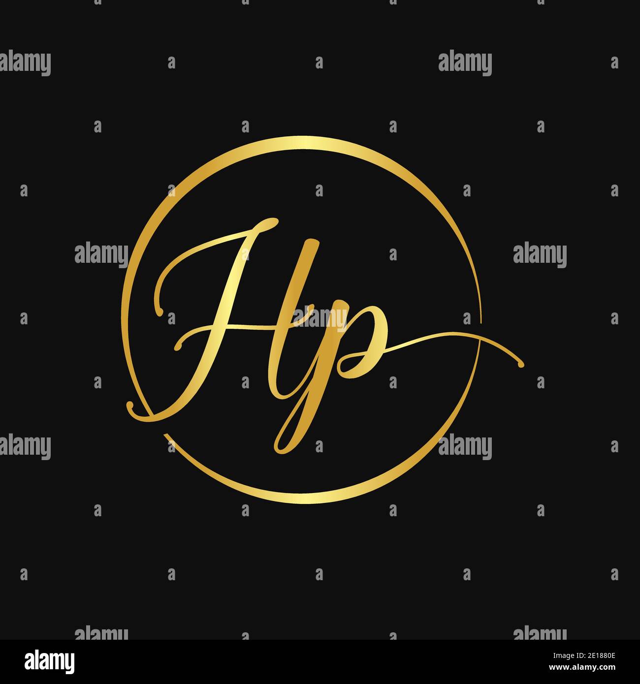 Hp Script Logo Design Vector Template Initial Calligraphy Letter Hp Vector Illustration Stock