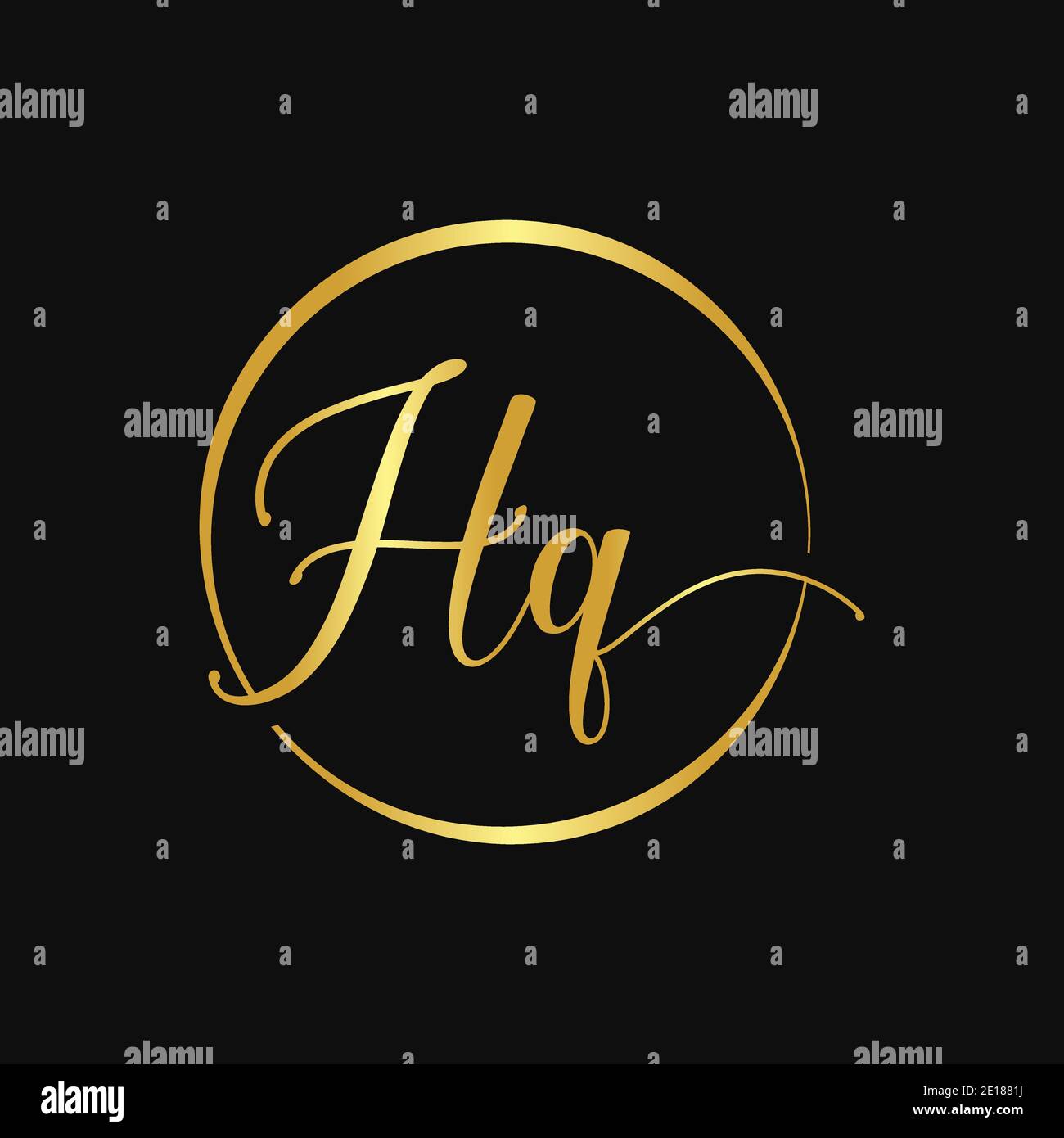 HQ Script Logo Design Vector Template. Initial Calligraphy Letter HQ ...