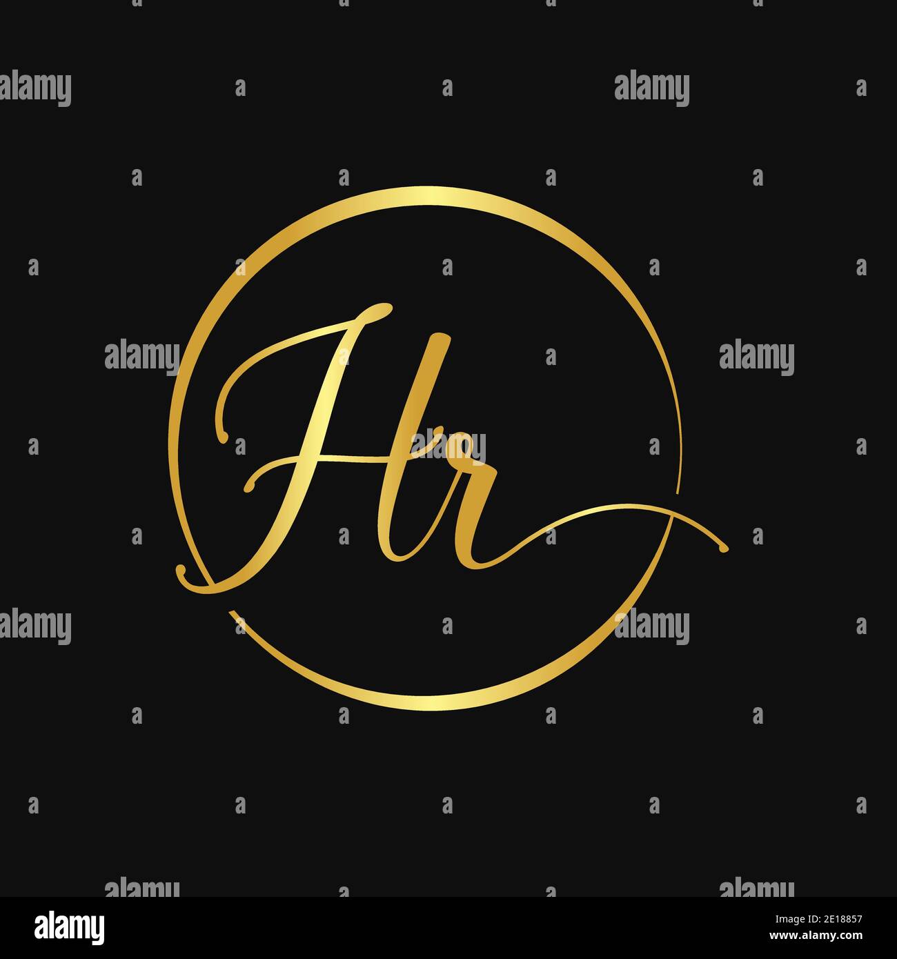 HR Script Logo Design Vector Template. Initial Calligraphy Letter HR ...