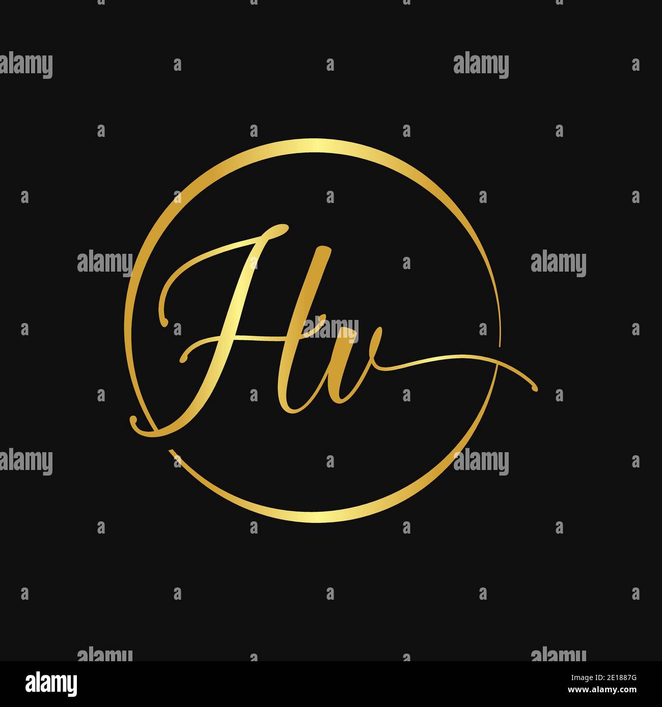 HV Script Logo Design Vector Template. Initial Calligraphy Letter HV ...