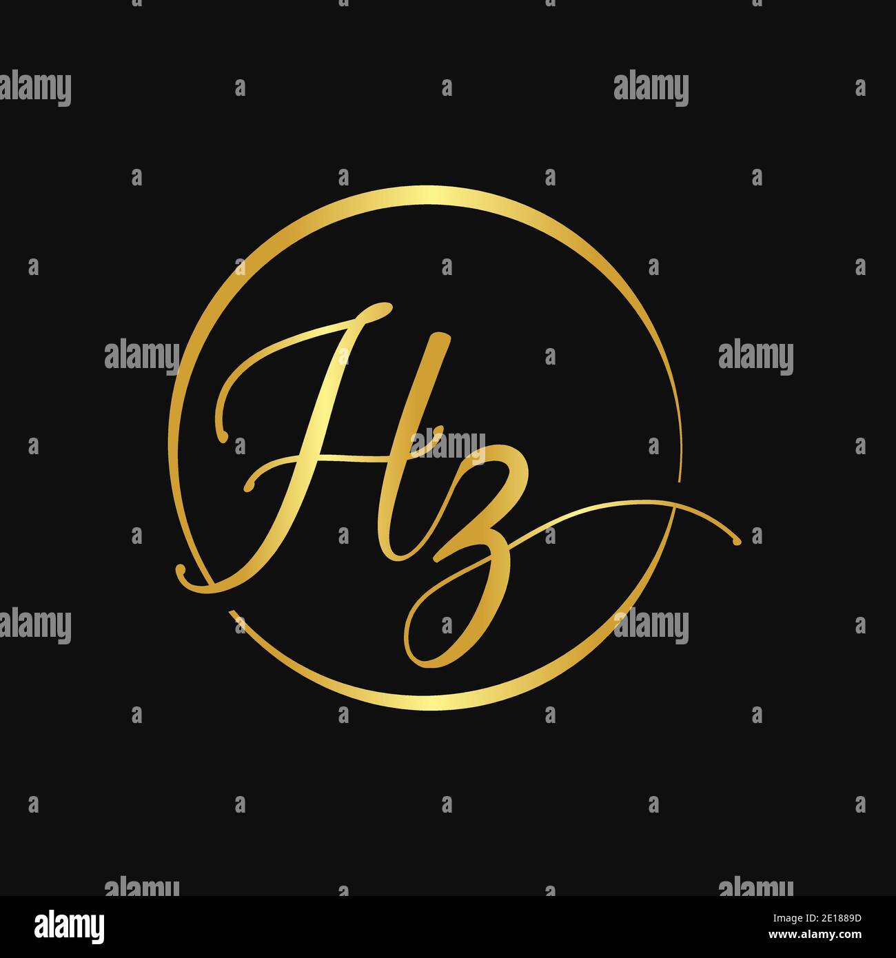 HZ Script Logo Design Vector Template. Initial Calligraphy Letter HZ ...