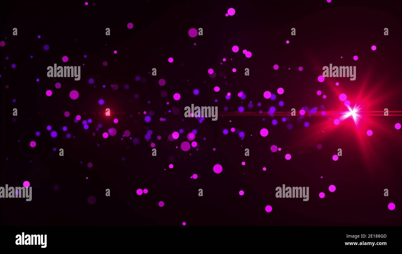 Abstract background with lens flares, rays and many particles. Computer ...