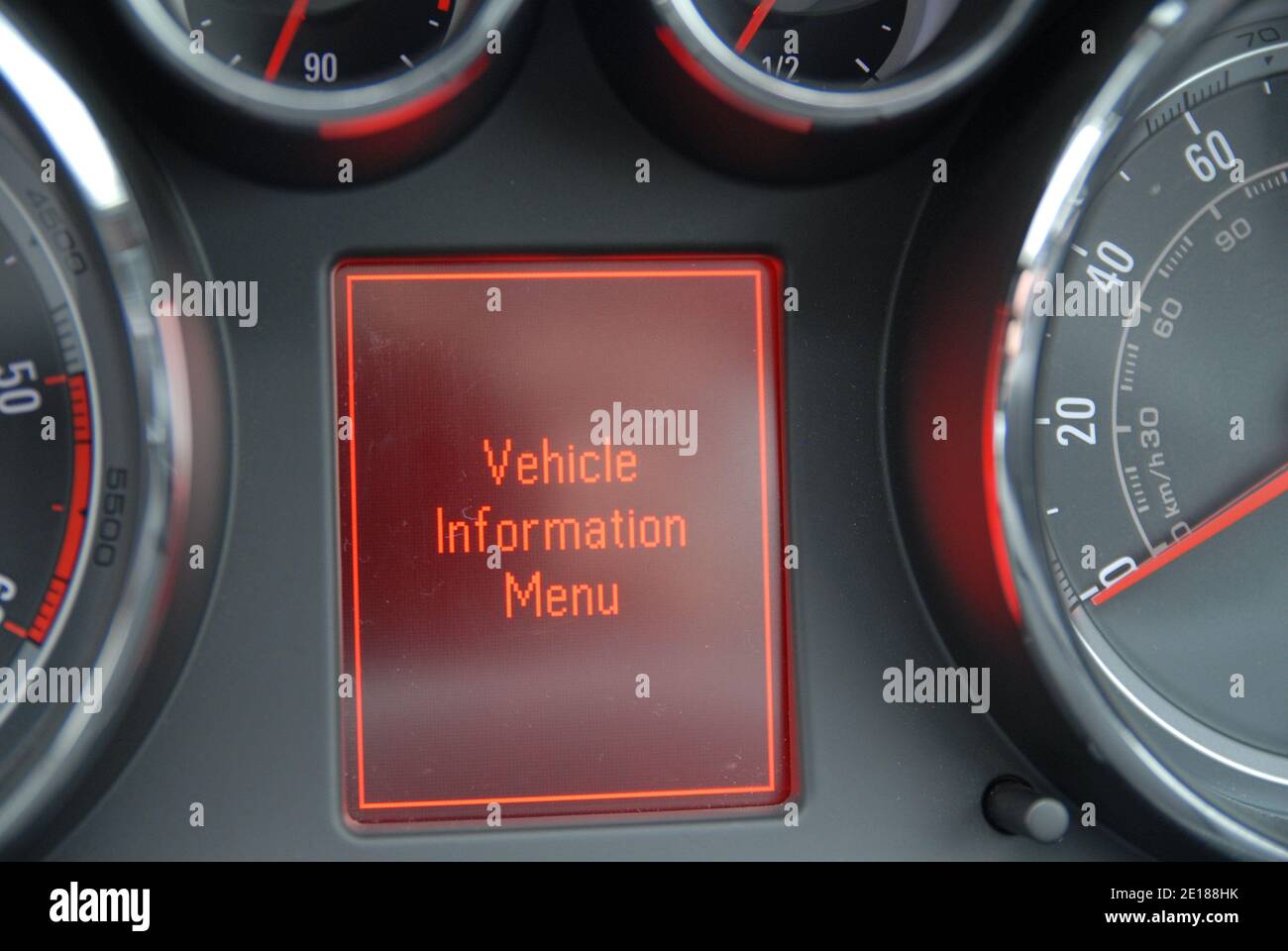 Car Information console and dials showing the Information menu Stock ...