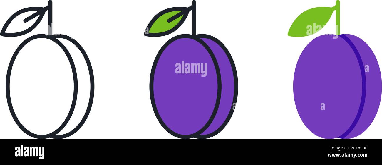 Plum icon. Linear color icon, contour, shape, outline. Thin line ...