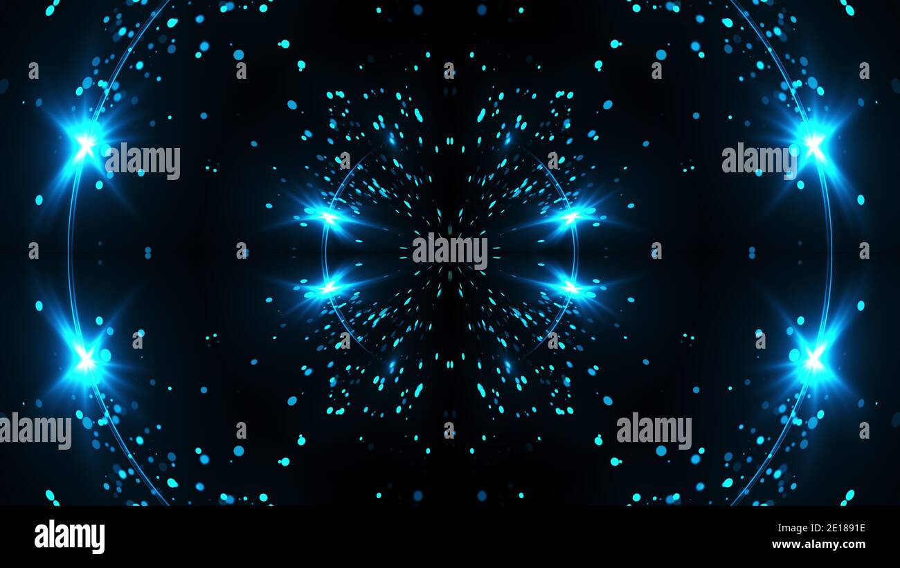 Fractal particles and flares in mirror reflection, 3d rendering ...