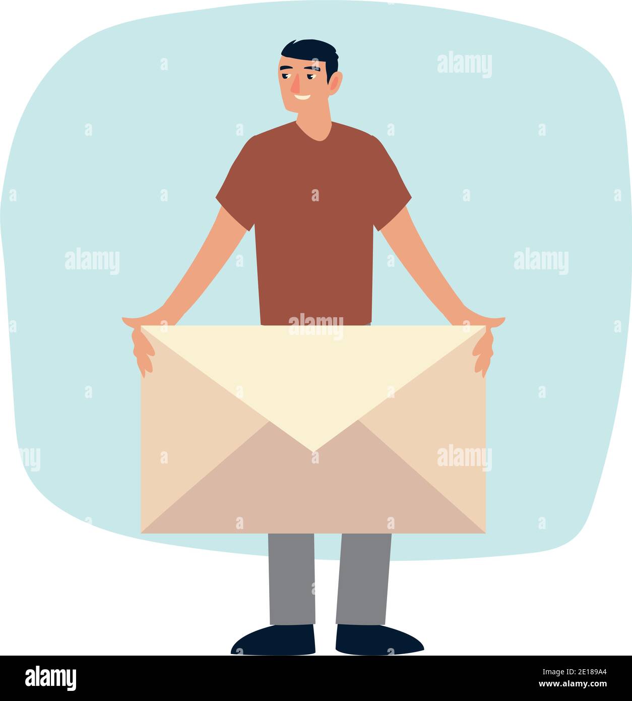man holds envelope mail courier cartoon design vector illustration ...