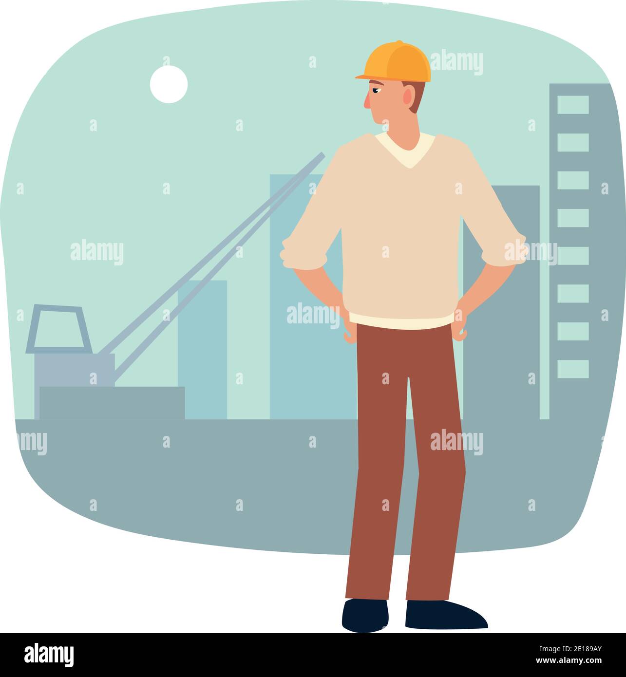 man architect in working place, professional in architectural vector ...