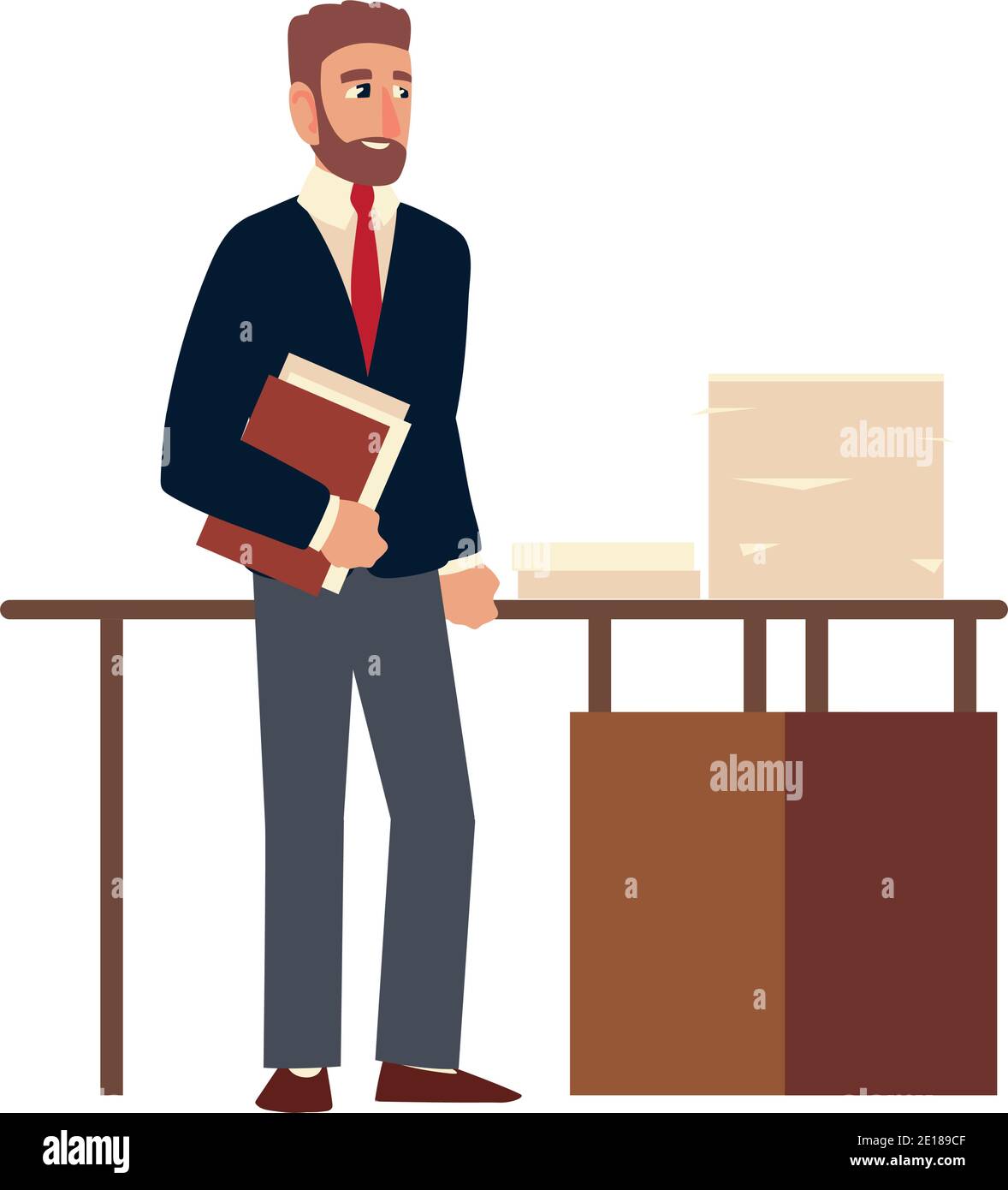 businessman with folder desk and papers office cartoon vector ...
