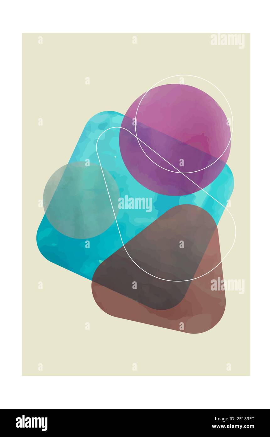 Poster with watercolor geometric shapes. Abstract art background Stock ...