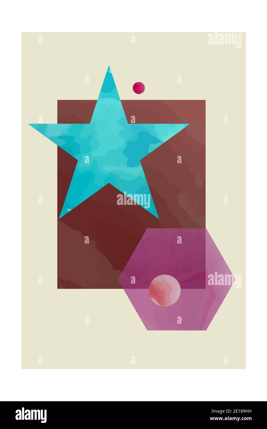 Poster with watercolor geometric shapes. Abstract art background Stock ...