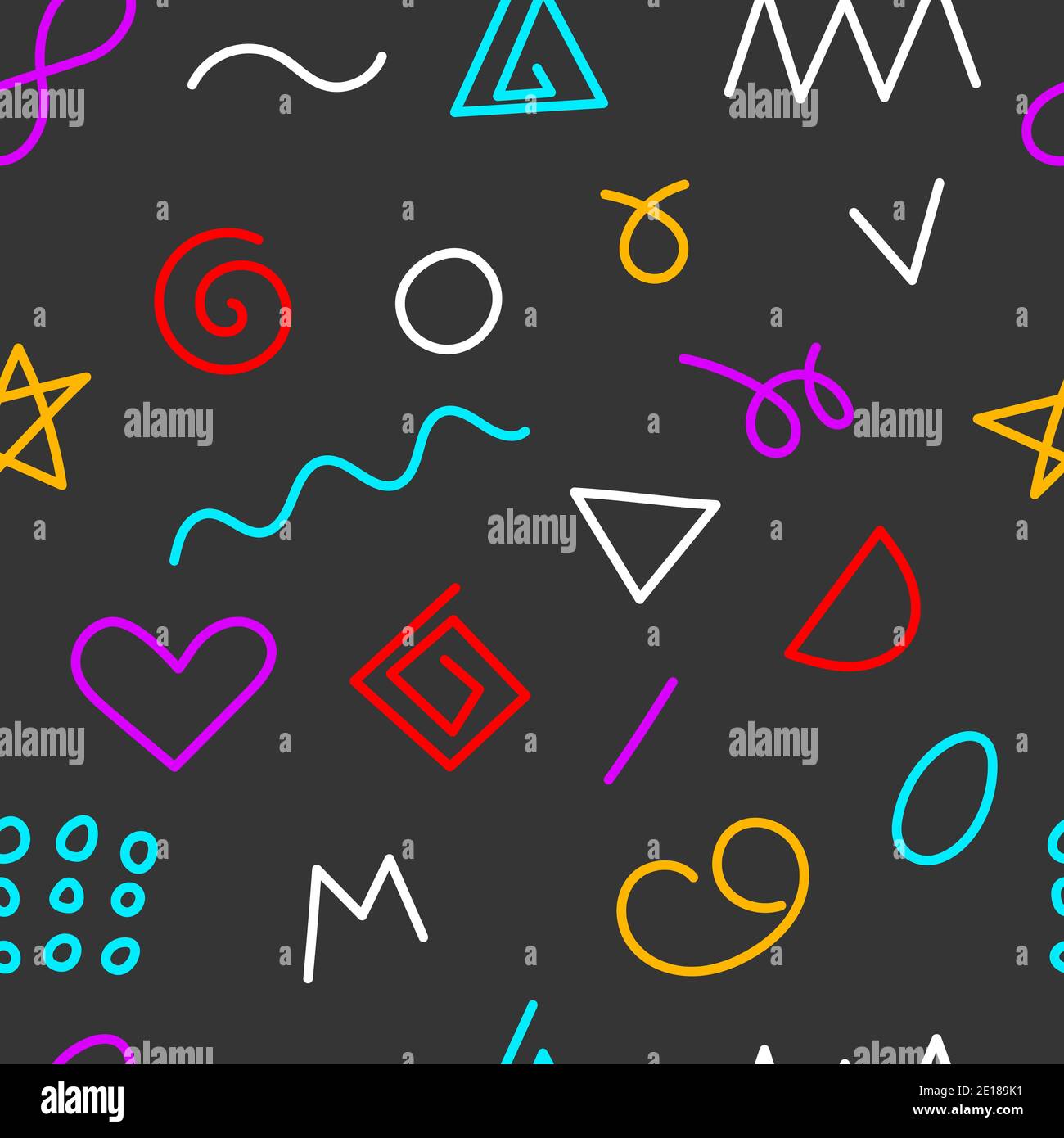 Hand drawn seamless geometric memphis pattern. Memphis wallpaper ...