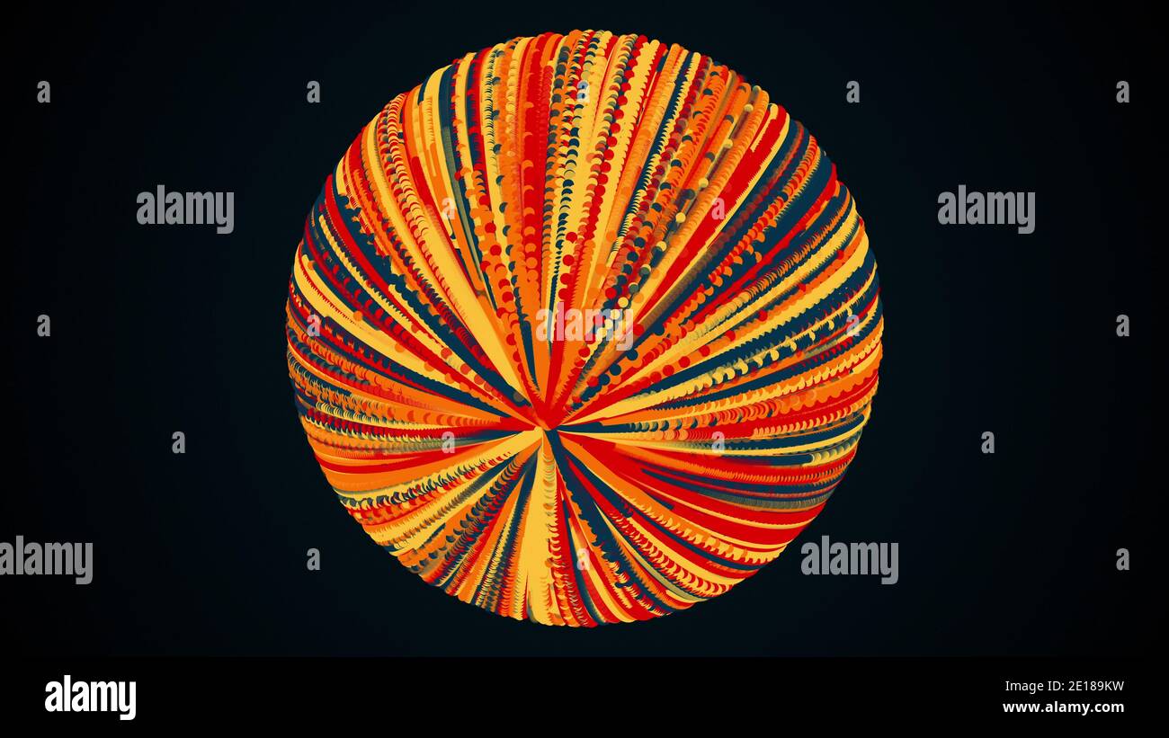 Abstract sphere from lines and particles, computer generated. 3d ...