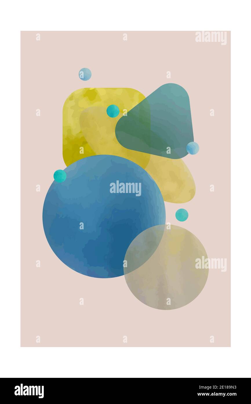 Poster with watercolor geometric shapes. Abstract art background Stock ...