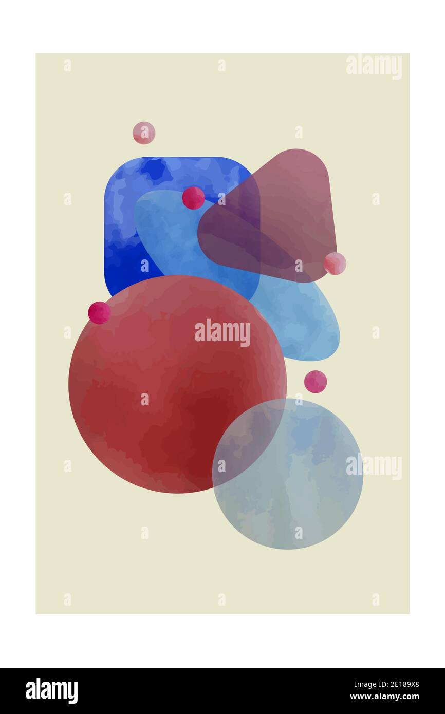 Poster with watercolor geometric shapes. Abstract art background Stock ...