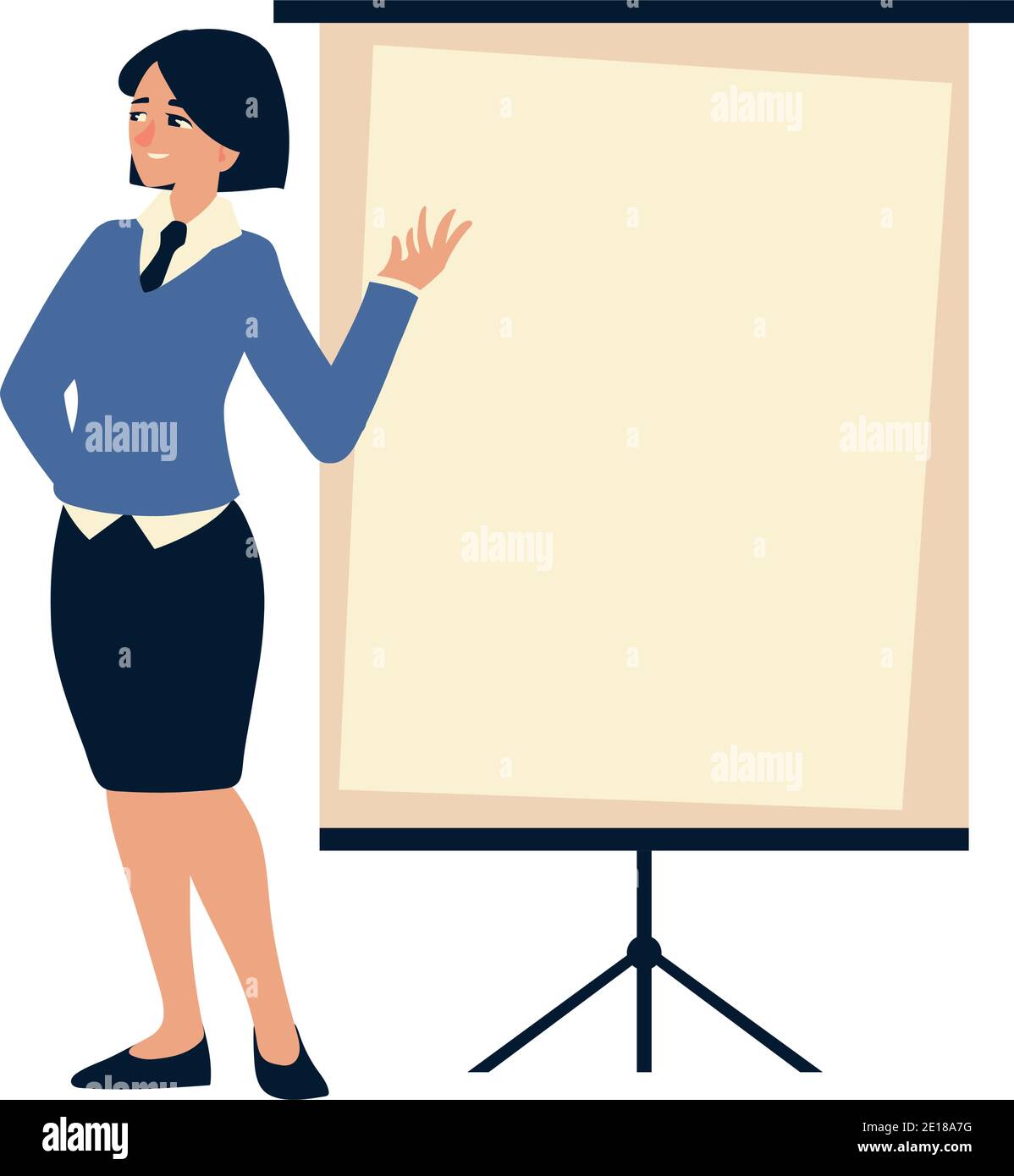 business woman working office presentation board vector illustration ...