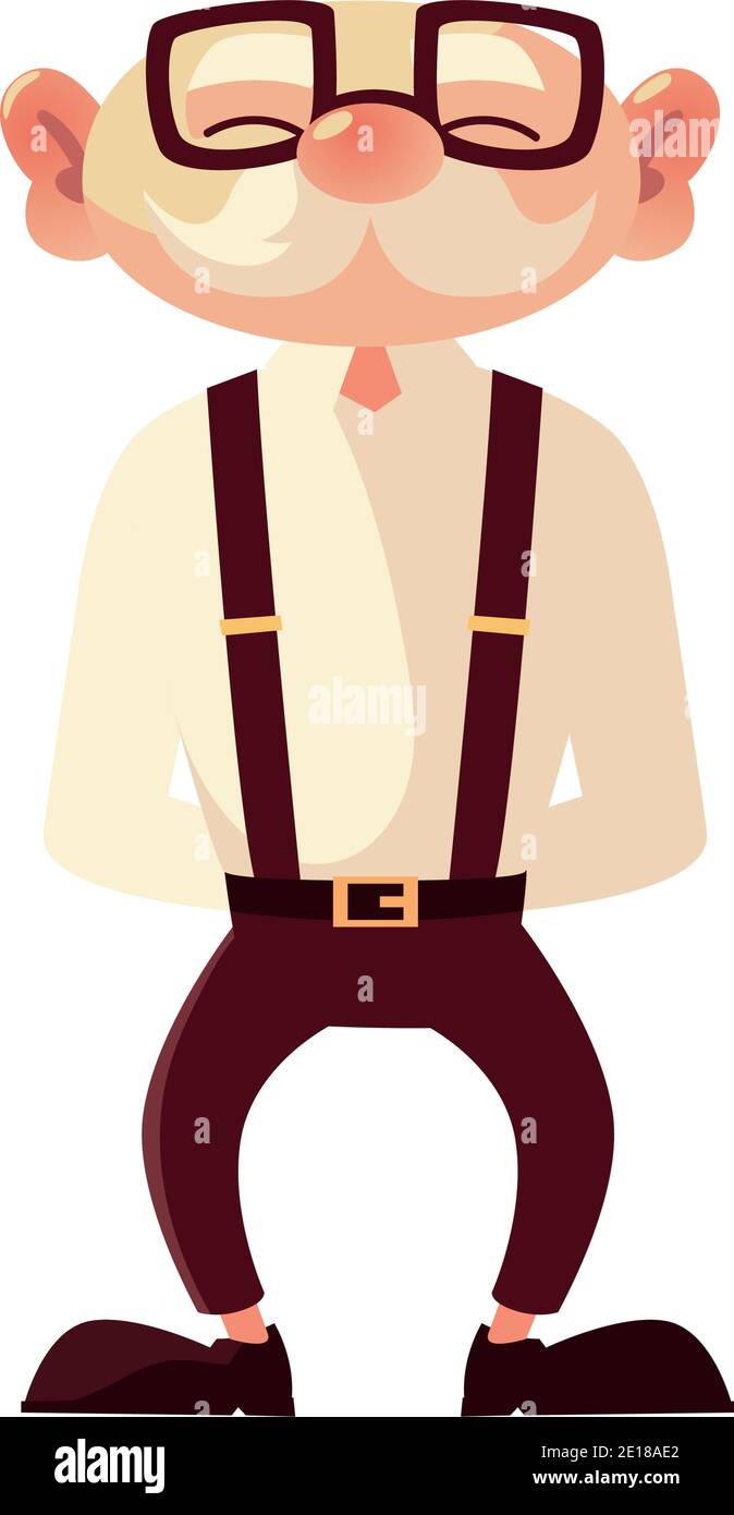 old man grandfather cartoon character senior vector illustration Stock ...