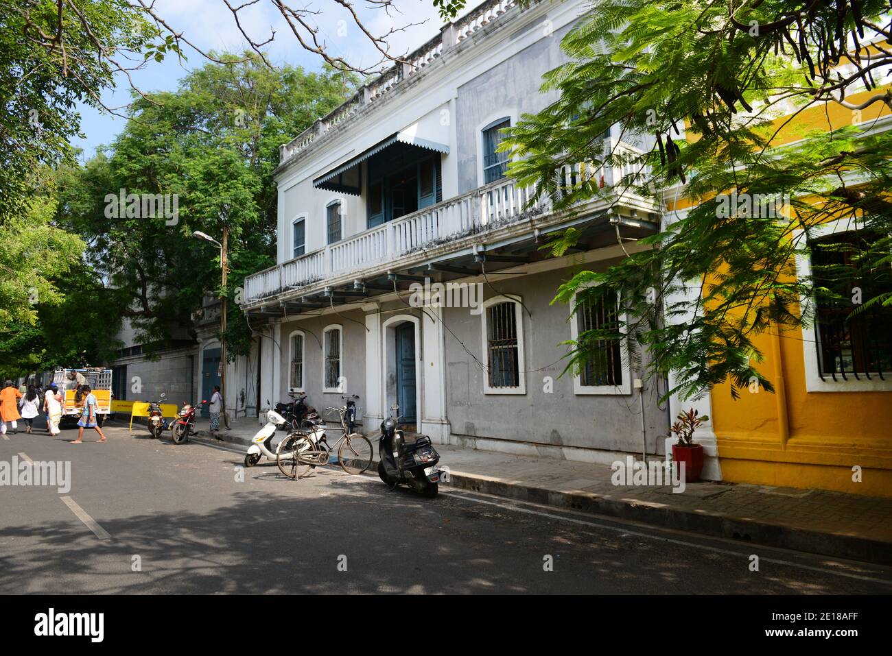 Beautiful old building in Pondicherry, India Stock Photo - Alamy