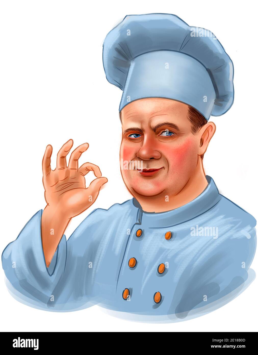 Restaurant chef showing okay sign. Digital illustration Stock Photo - Alamy