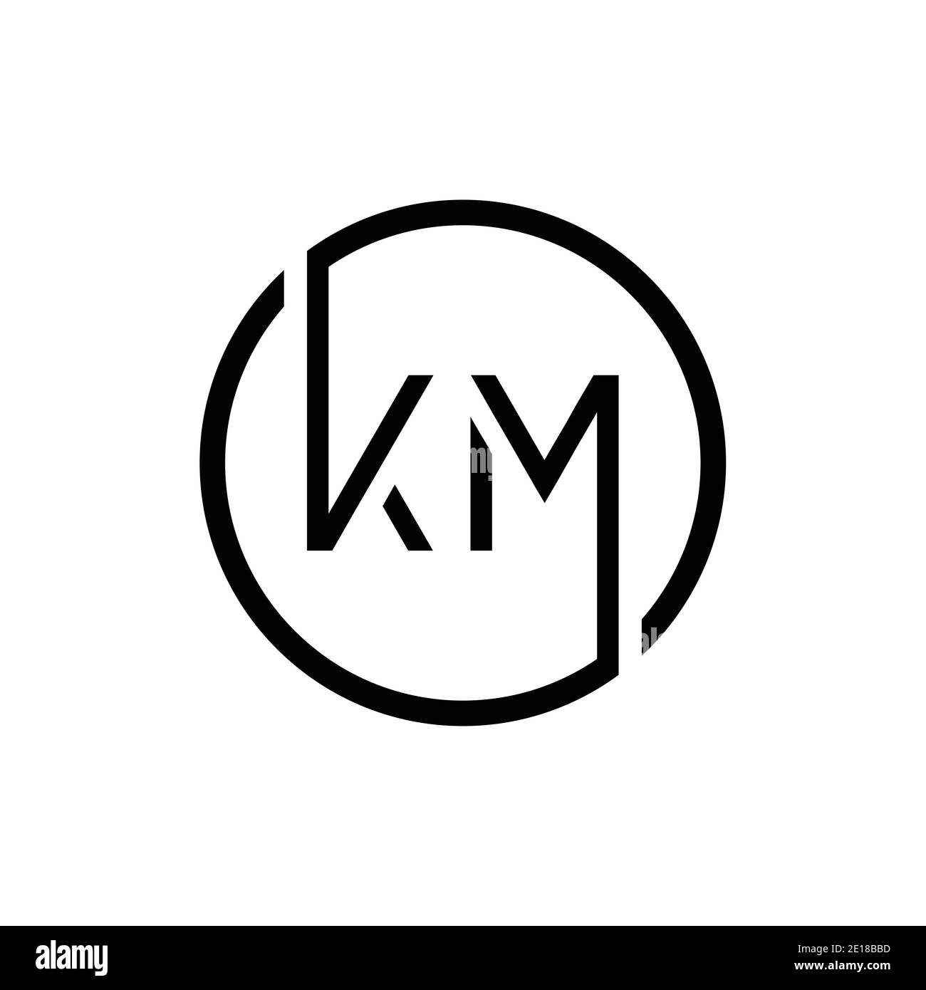 Linked Letter KM Logo Design vector Template. Creative Circle KM Minimal, Flat Logo Design ...