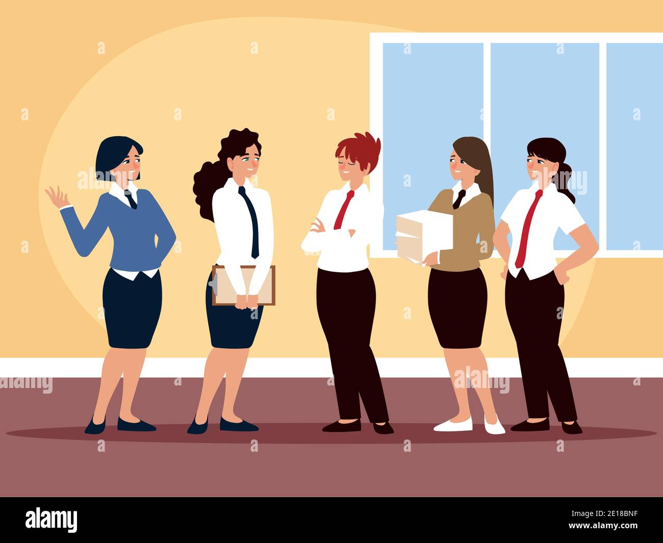 business female team office with formal clothes characters vector ...