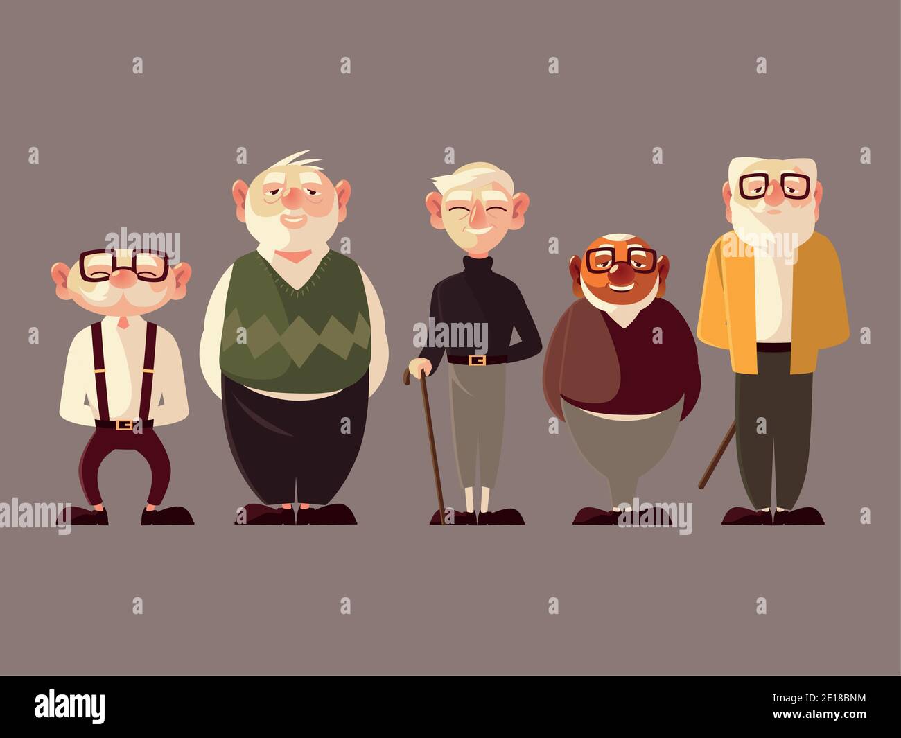 different old men character cartoon male senior vector illustration ...