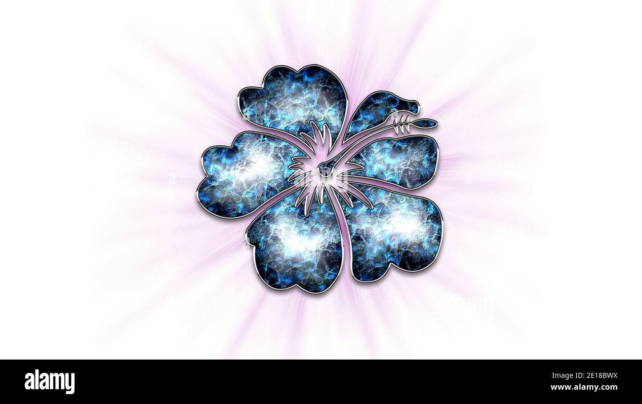 Abstract 3d illustration of a bright fractal design of a rose on a whit ...