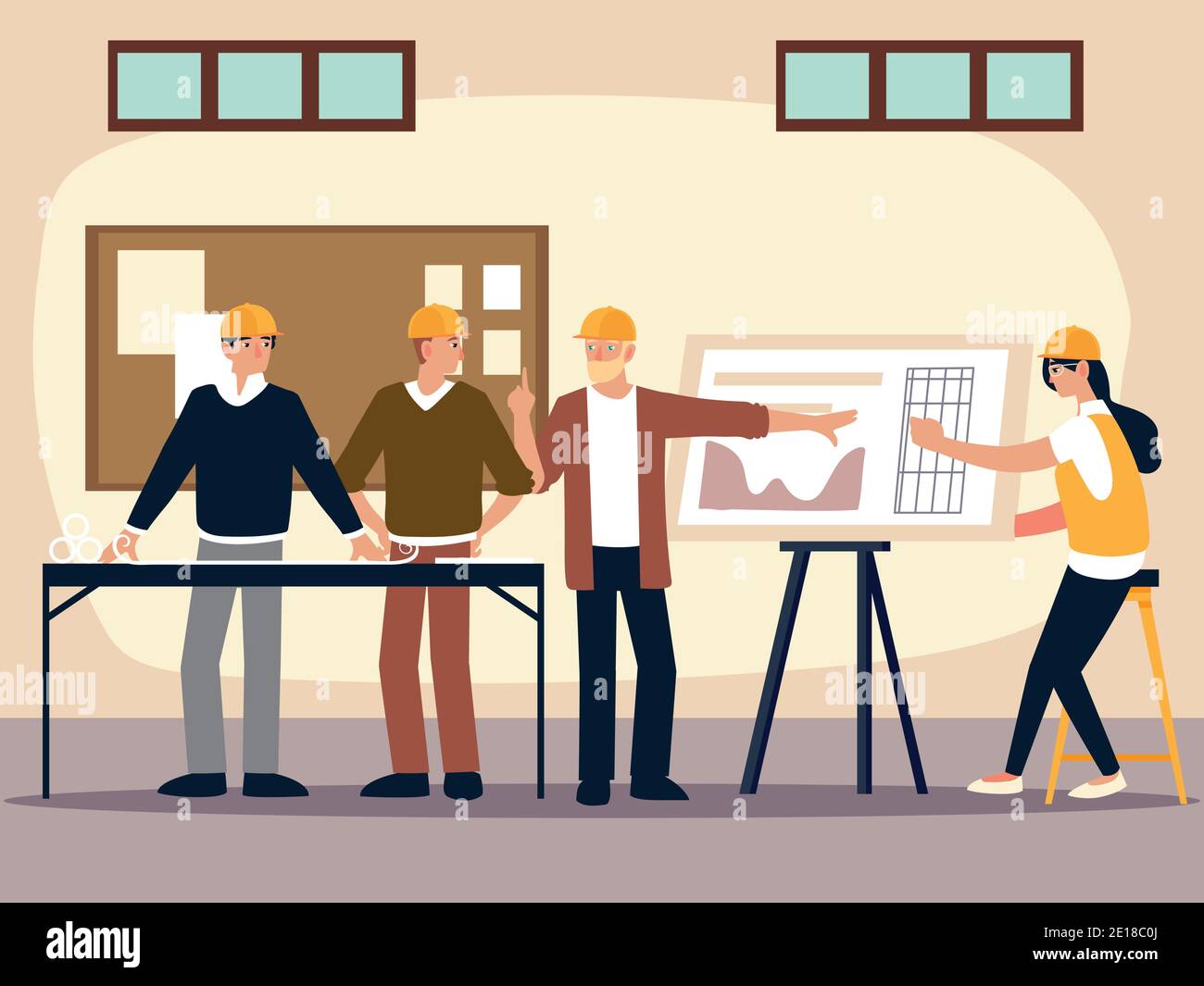 builders and architects discuss about construction project in the ...