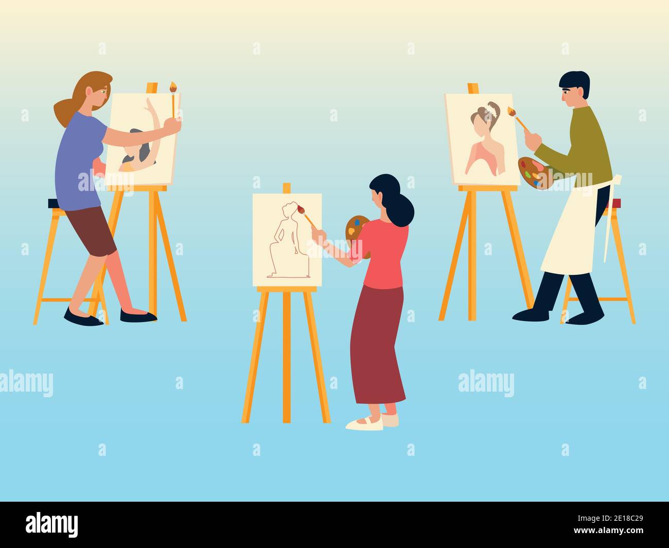 Artist's model studio Stock Vector Images - Alamy