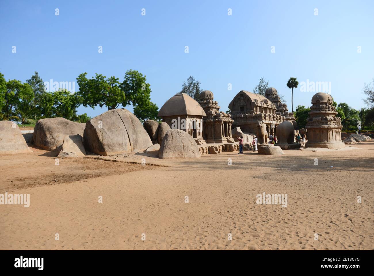 Five Rathas monument complex in Mahabalipuram, India Stock Photo - Alamy