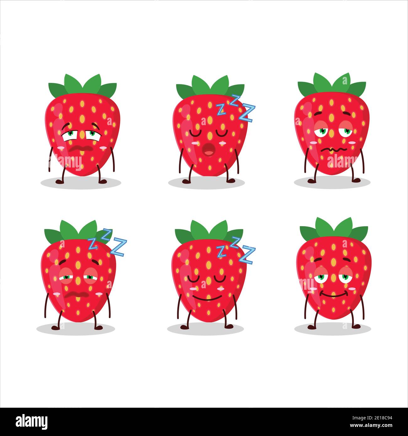 Cartoon character of strawberry with sleepy expression. Vector ...