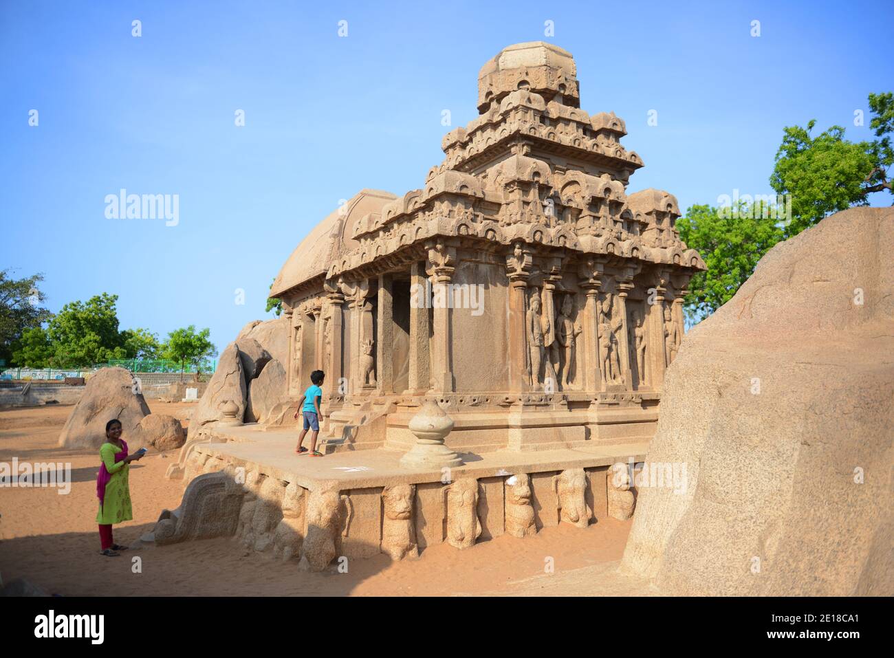 Five Rathas monument complex in Mahabalipuram, India Stock Photo - Alamy