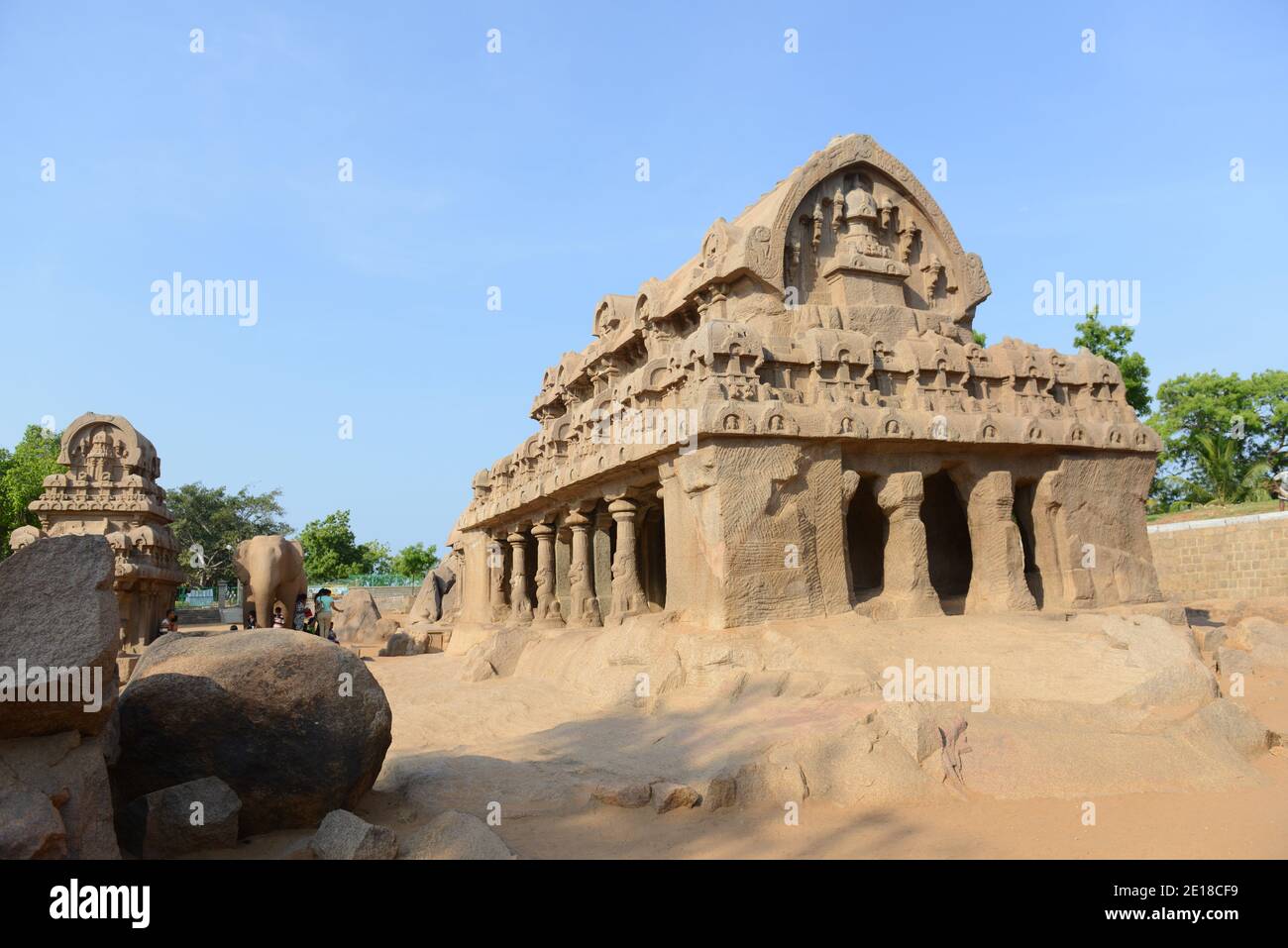 Five Rathas monument complex in Mahabalipuram, India Stock Photo - Alamy