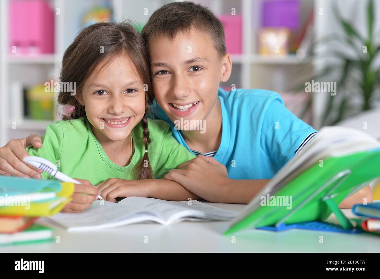 Close up boy doing homework hi-res stock photography and images - Alamy