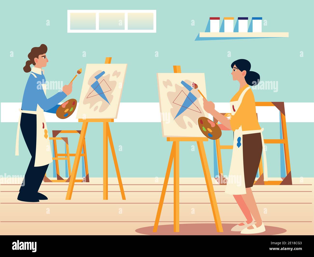 Oil painting abstract easel Stock Vector Images - Alamy