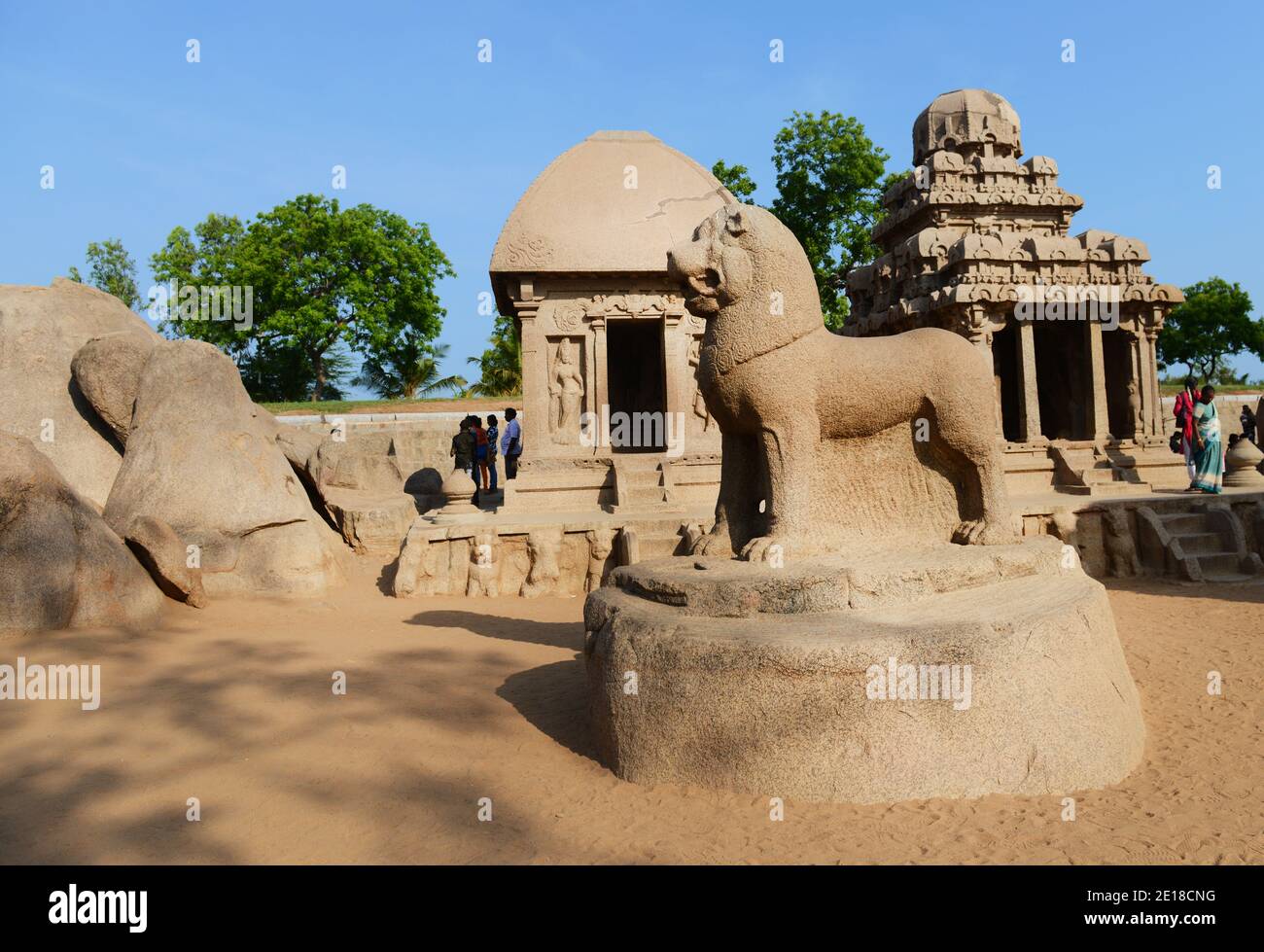 Five Rathas monument complex in Mahabalipuram, India Stock Photo - Alamy