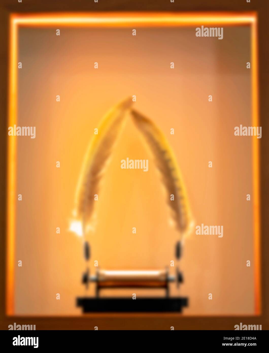 Blurry image of two feathers vibrating in a lighted frame - blurred ...