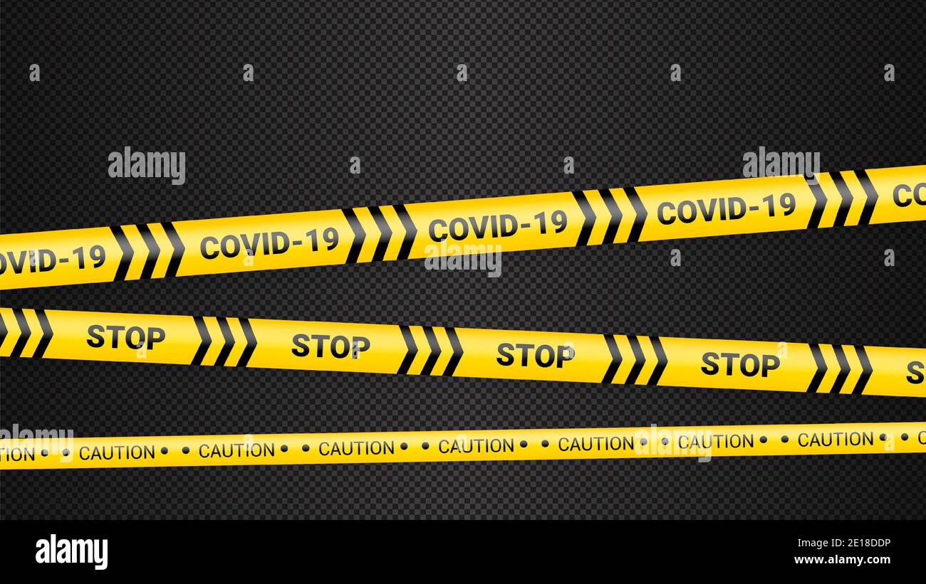 Quarantine danger tape. Covid 19 and quarantine zone yellow warning ...
