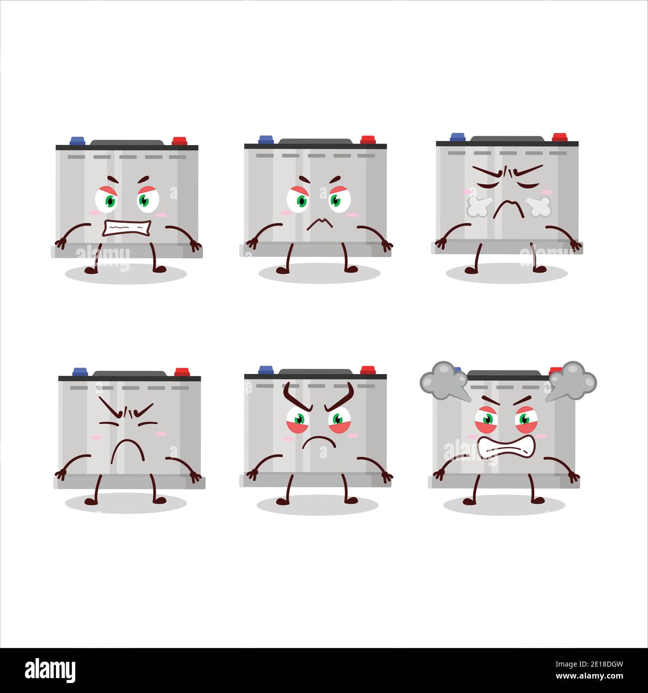 Accumulator battery cartoon character with various angry expressions ...