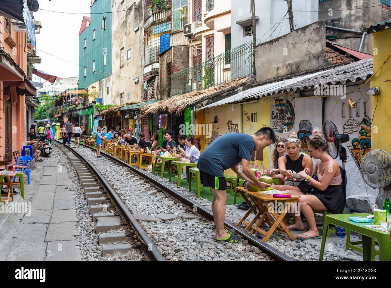 Hanoi, Vietnam - 23rd June 2019: "Hanoi Street Train" is a place in ...