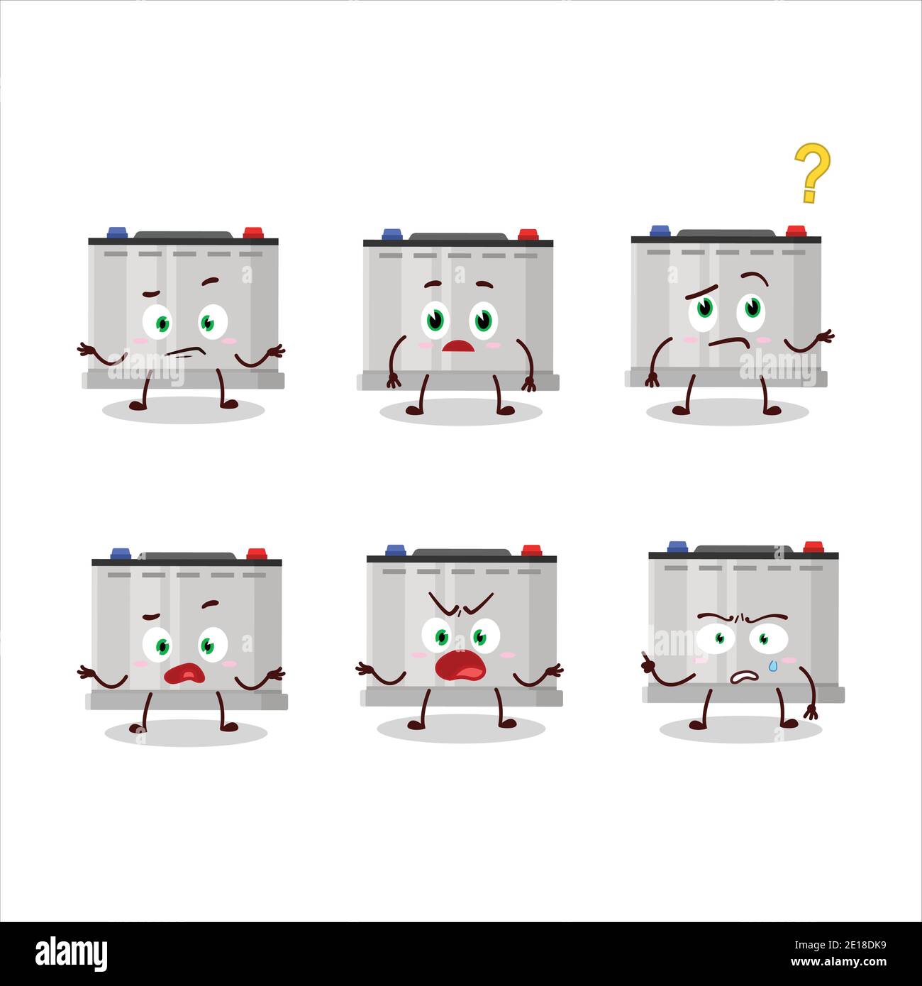 Cartoon character of accumulator battery with what expression. Vector ...