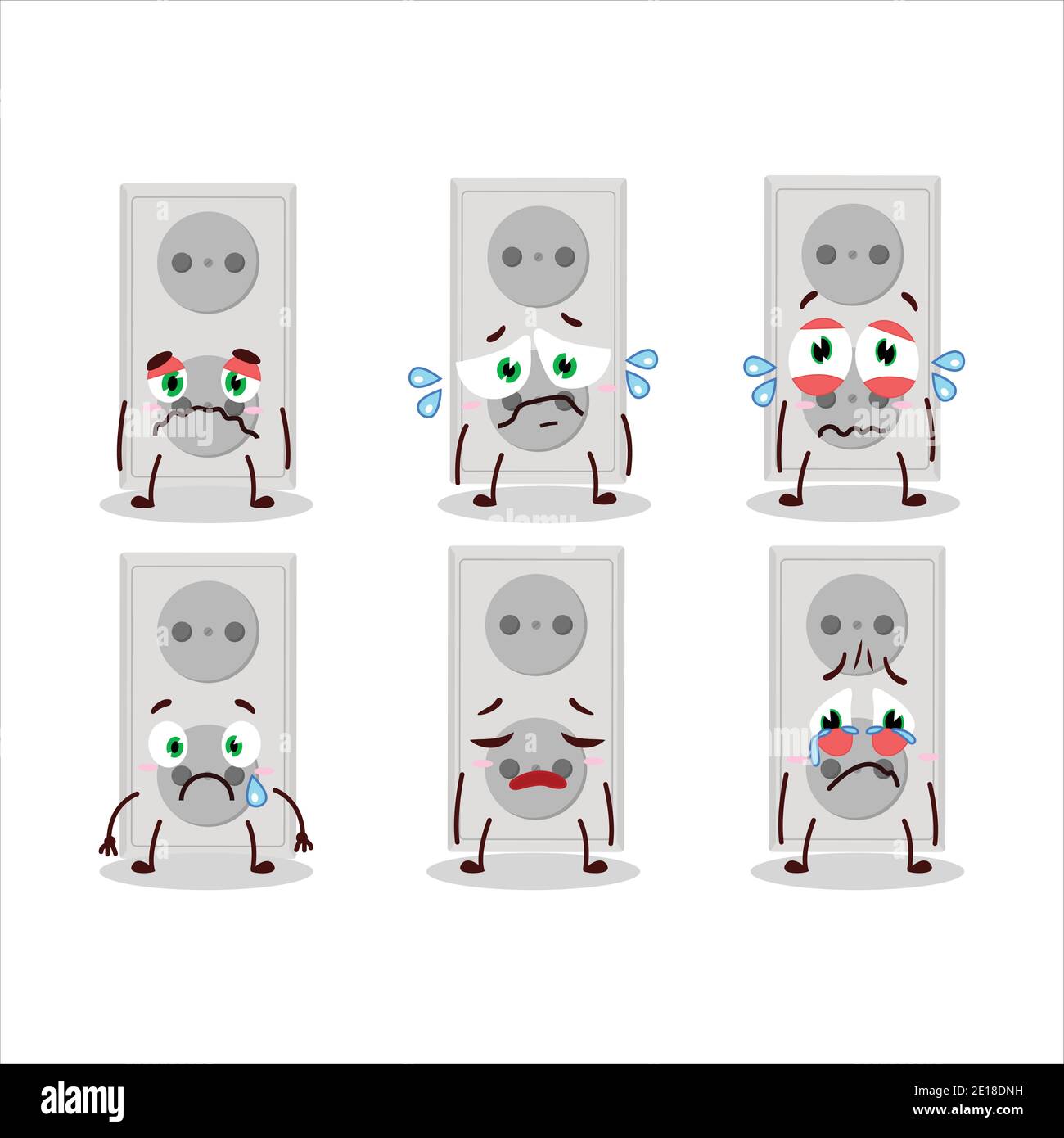 Double electric adapter cartoon character with sad expression. Vector ...