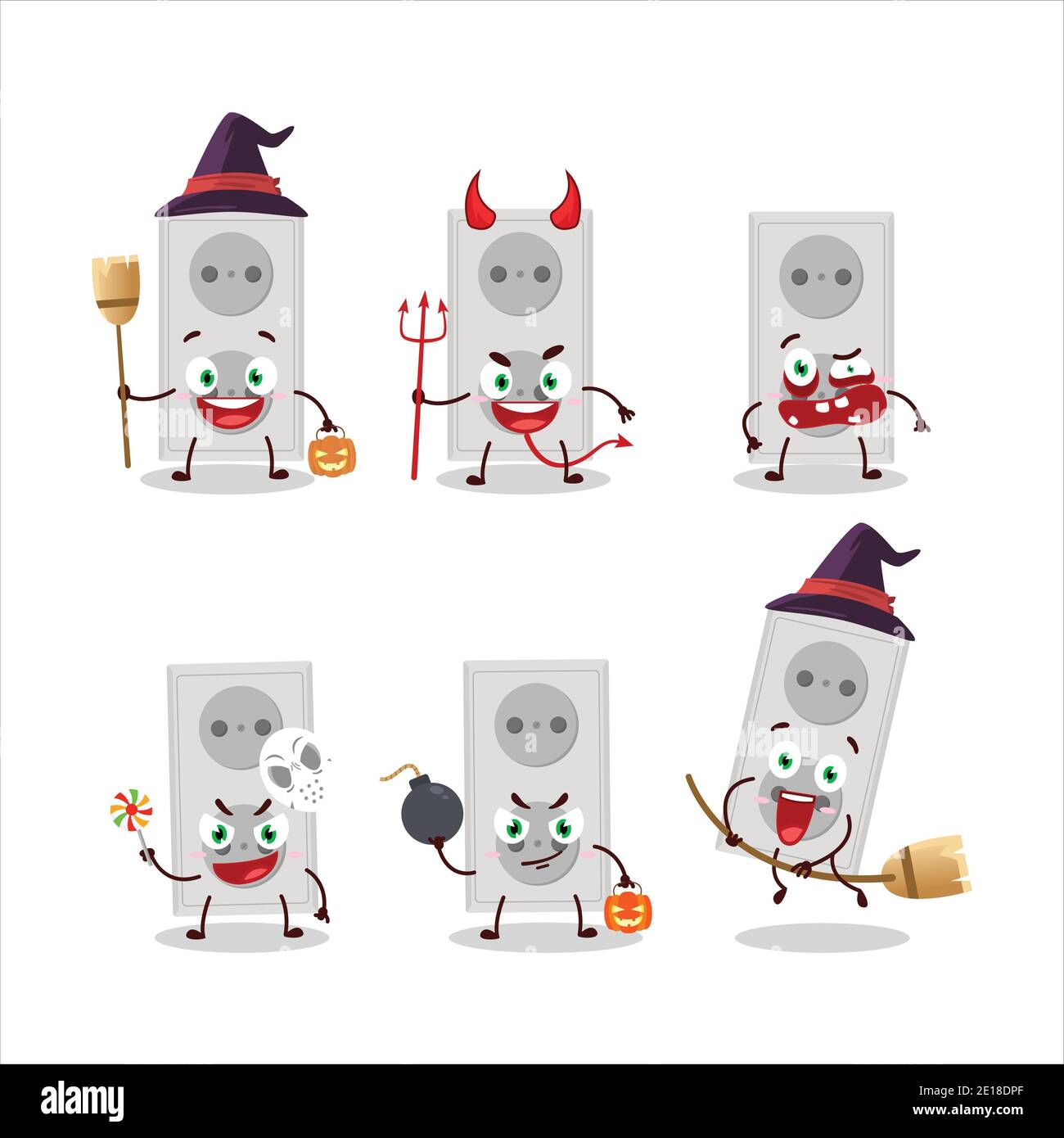 Halloween expression emoticons with cartoon character of double ...