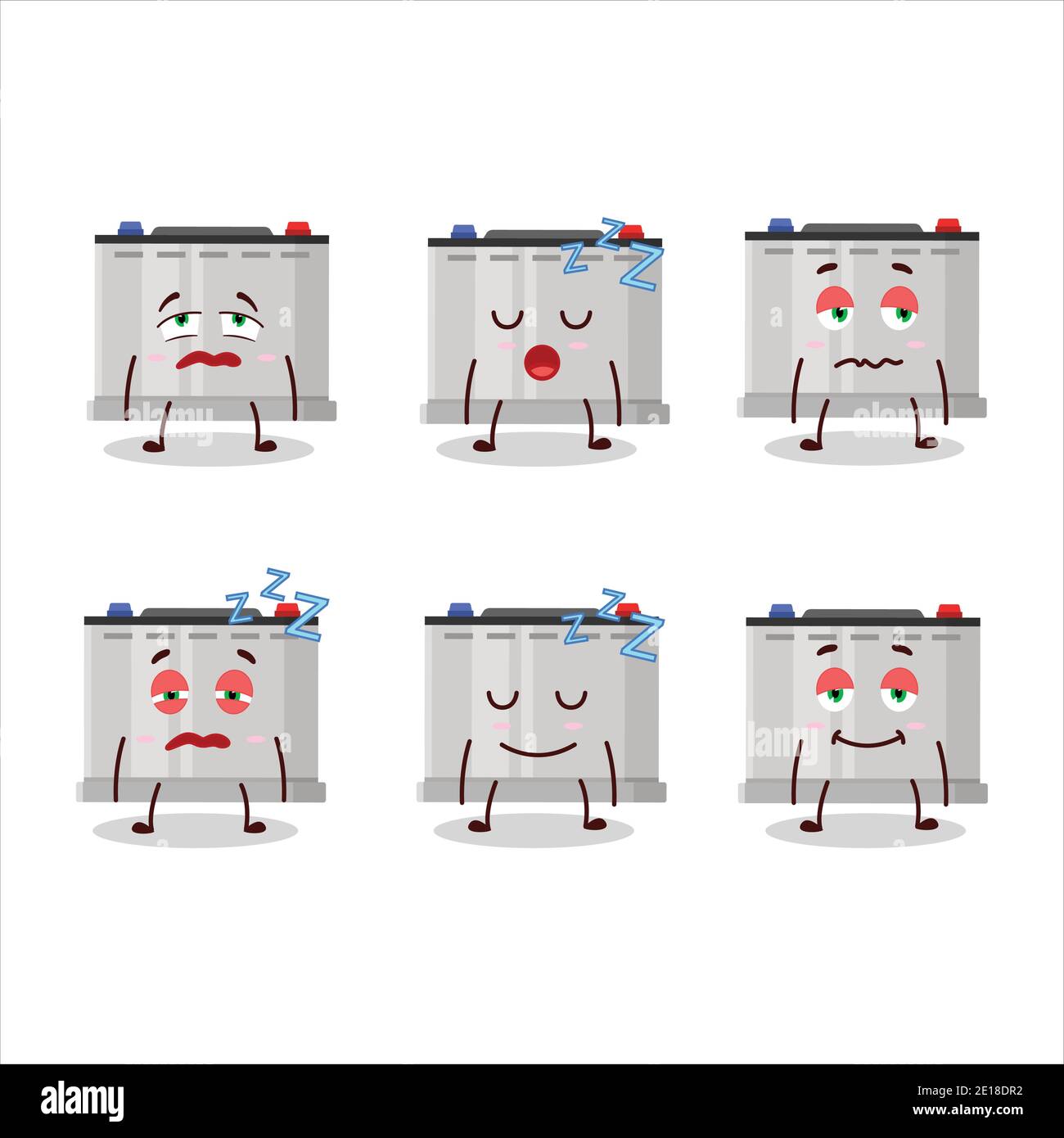 Cartoon character of accumulator battery with sleepy expression. Vector ...