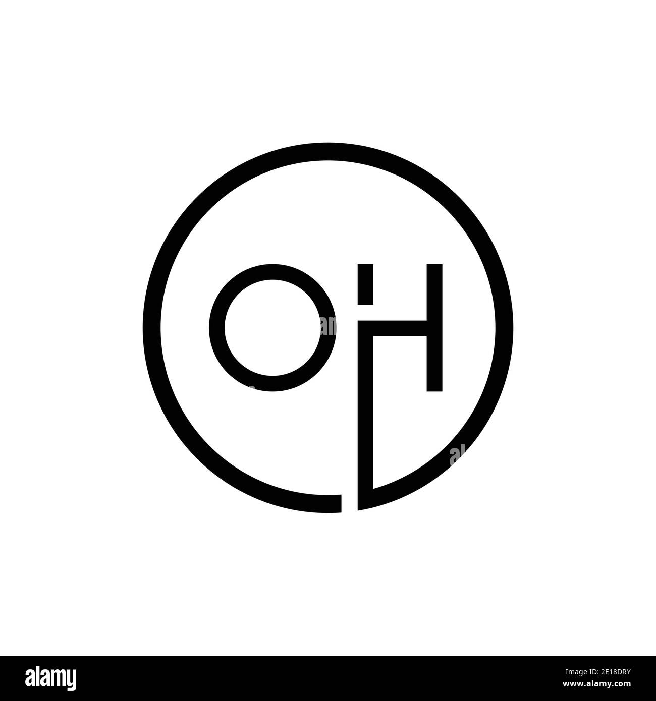 Initial Circle Letter OH Logo Design Vector Template. Abstract Minimal ...